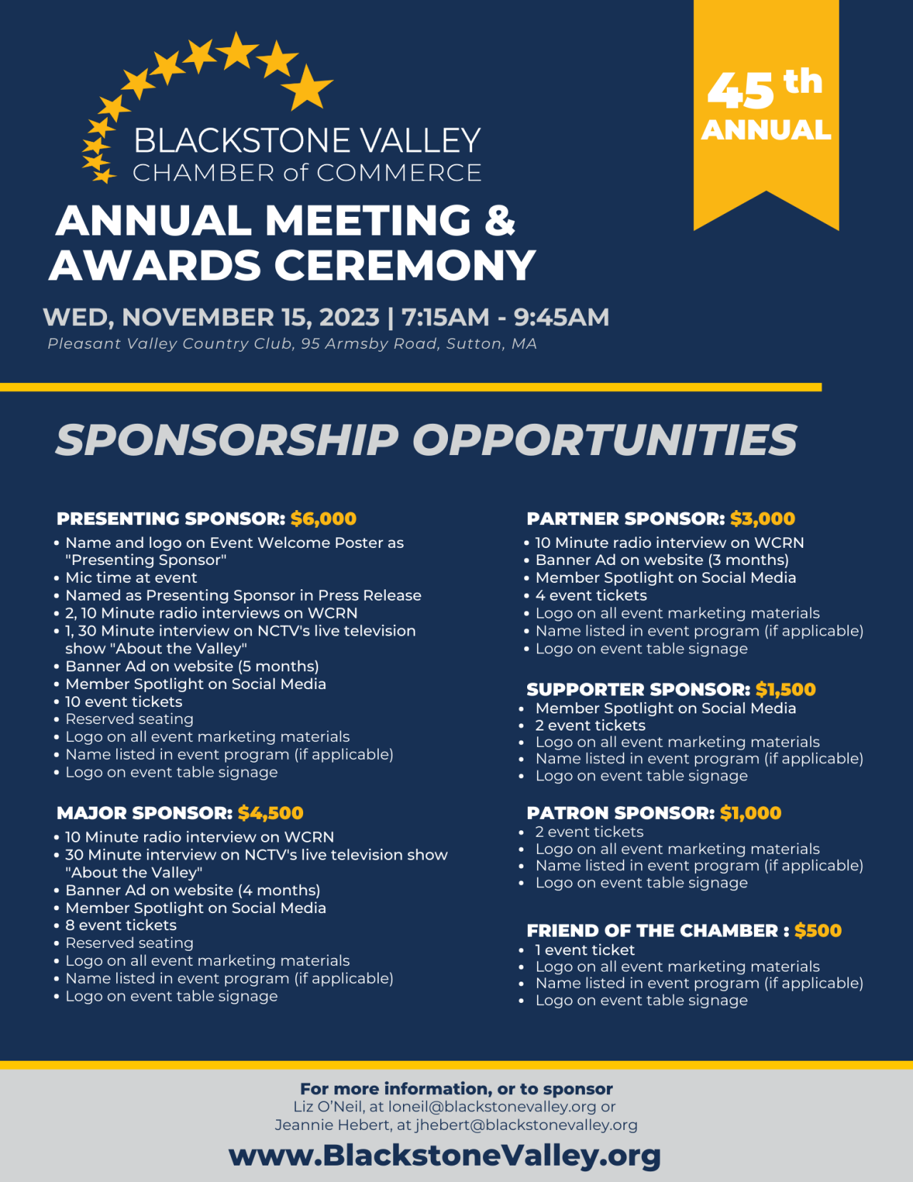 45th Annual Meeting & Awards Ceremony - Blackstone Valley Chamber of ...